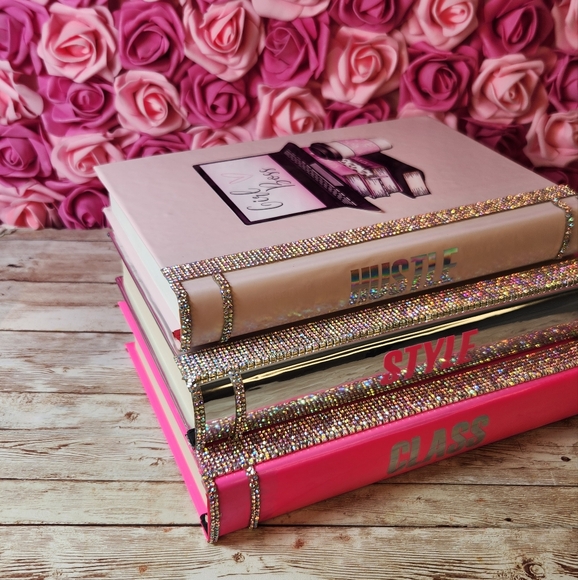 Accents | Glam Book Stack Set Of 3 Custom Coffee Table Decor Hot Pink ...